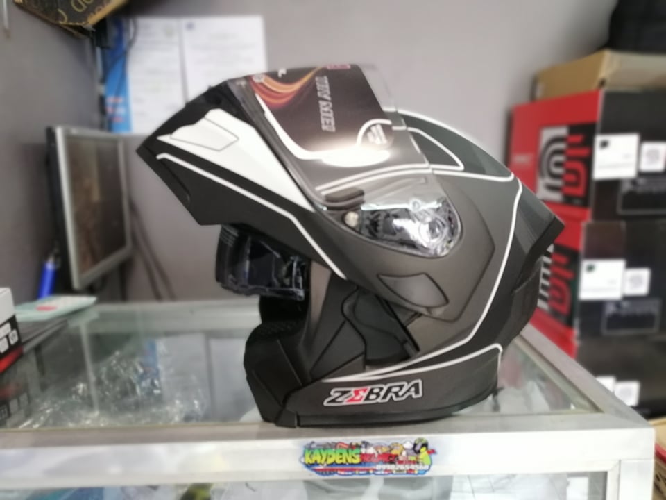 Zebra Modular Dual Visor Helmet MATT BLACK WHITE FREE EXTRA LENS ...