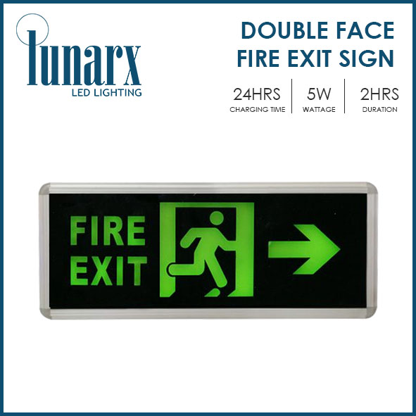 Lunarx LED Right Fire Exit Sign Green Board LED Sign Signage Spectrum ...
