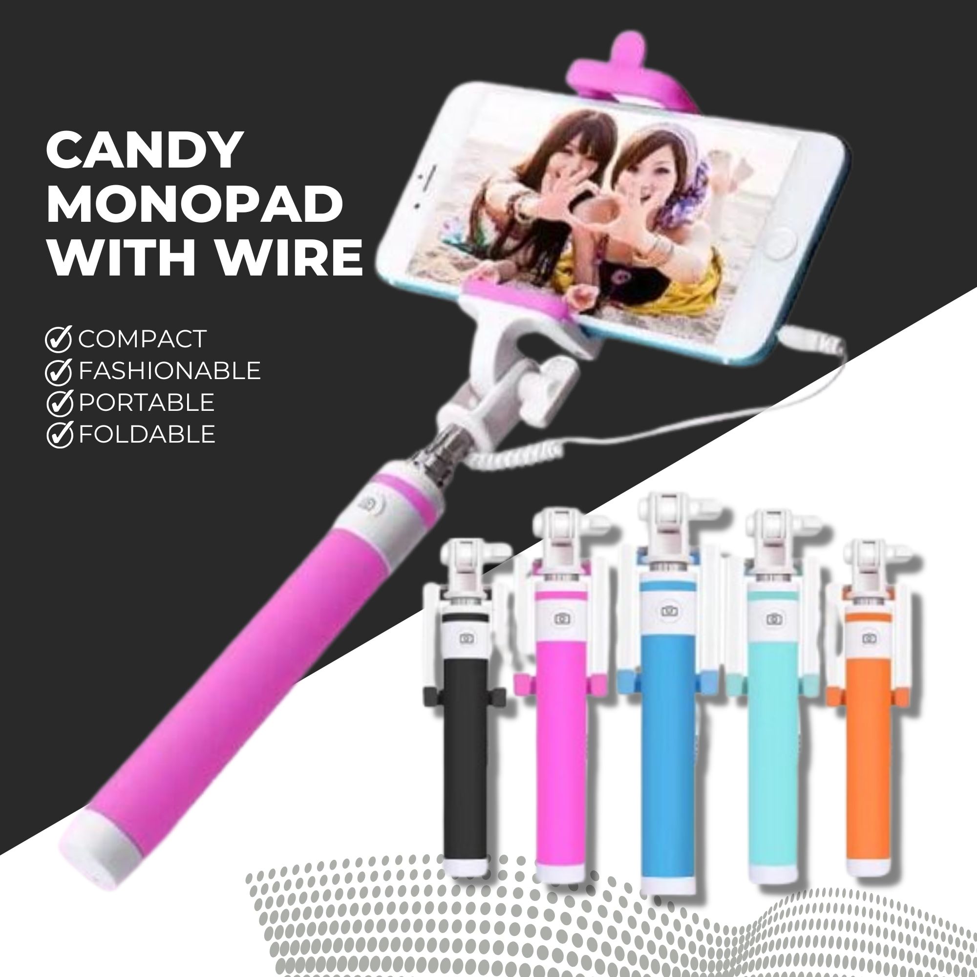 ORIGINAL MONOPAD CANDY EXTENDABLE SELFIE STICK THREE GENERATIONS DRIVE ...