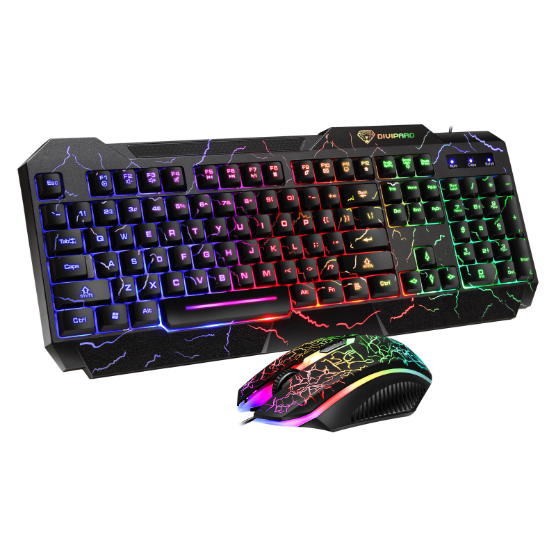Mate 3C Metal Mechanical hand-feeling keyboard and mouse set rainbow ...