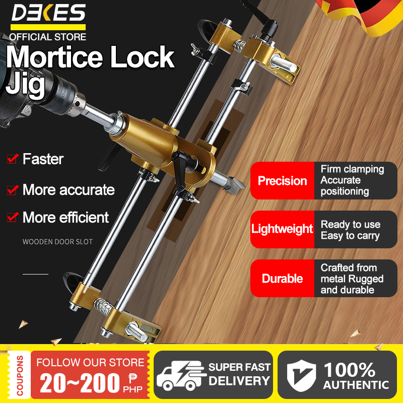 DEKES Mortice Lock Jig Solid Eyelet Puncher Set Wood Door Hole Opener ...