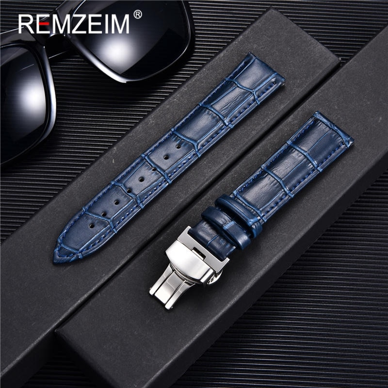 REMZEIM Bamboo Pattern Genuine Leather Watch Strap First layer Cowhide ...