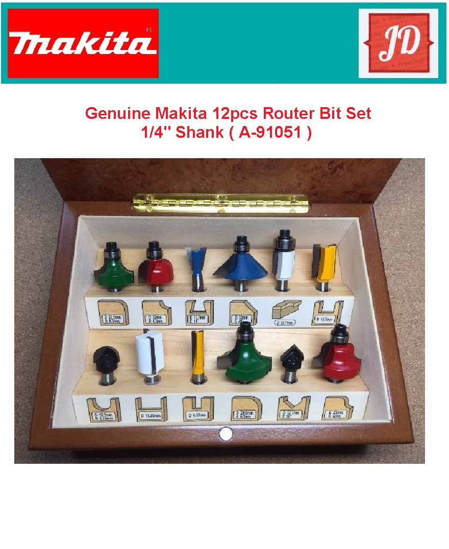 Genuine Makita Router Bit 1/4" Shaft Set A-91051 Box of 12pcs | Lazada PH