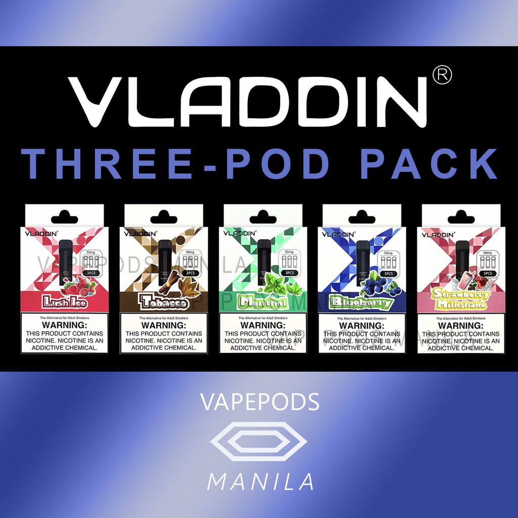 Vladdin X Vape Pods (3 pods per pack) - 5%, 3% or 0% Nic Levels ...