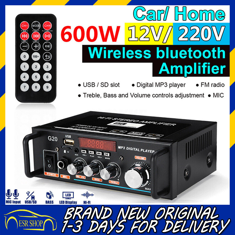 600W G20 Smart Digital Stereo Audio Amplifier HIFI Bluetooth Amplifier ...