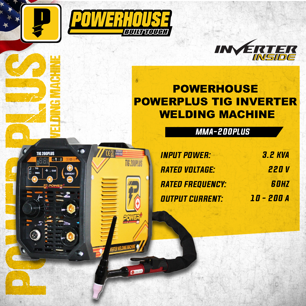 Powerhouse Powerplus TIG GTAW Inverter Welding Machine 200amp 200A Heavy Duty ARC IGBT Tungsten ...