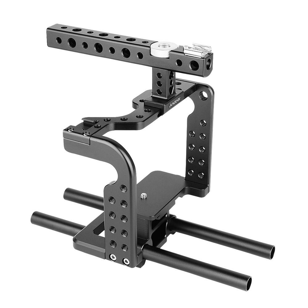 Andoer Video Camera Cage Rig Stabilizer with Top Handle Baseplate 15mm ...