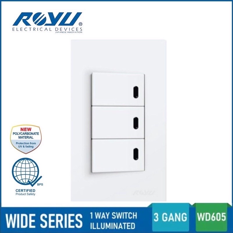 UNIVERSAL Switch & Outlet Super Wide Series Royu Brand (1,2,3-Gang ...