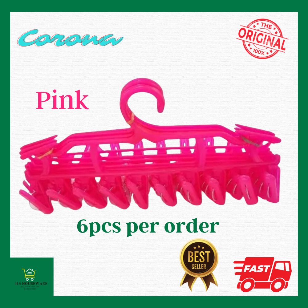 6pcs Jumbo Clips Neon Hanger 10clips Corona. V33 sipit hanger sipitan ...