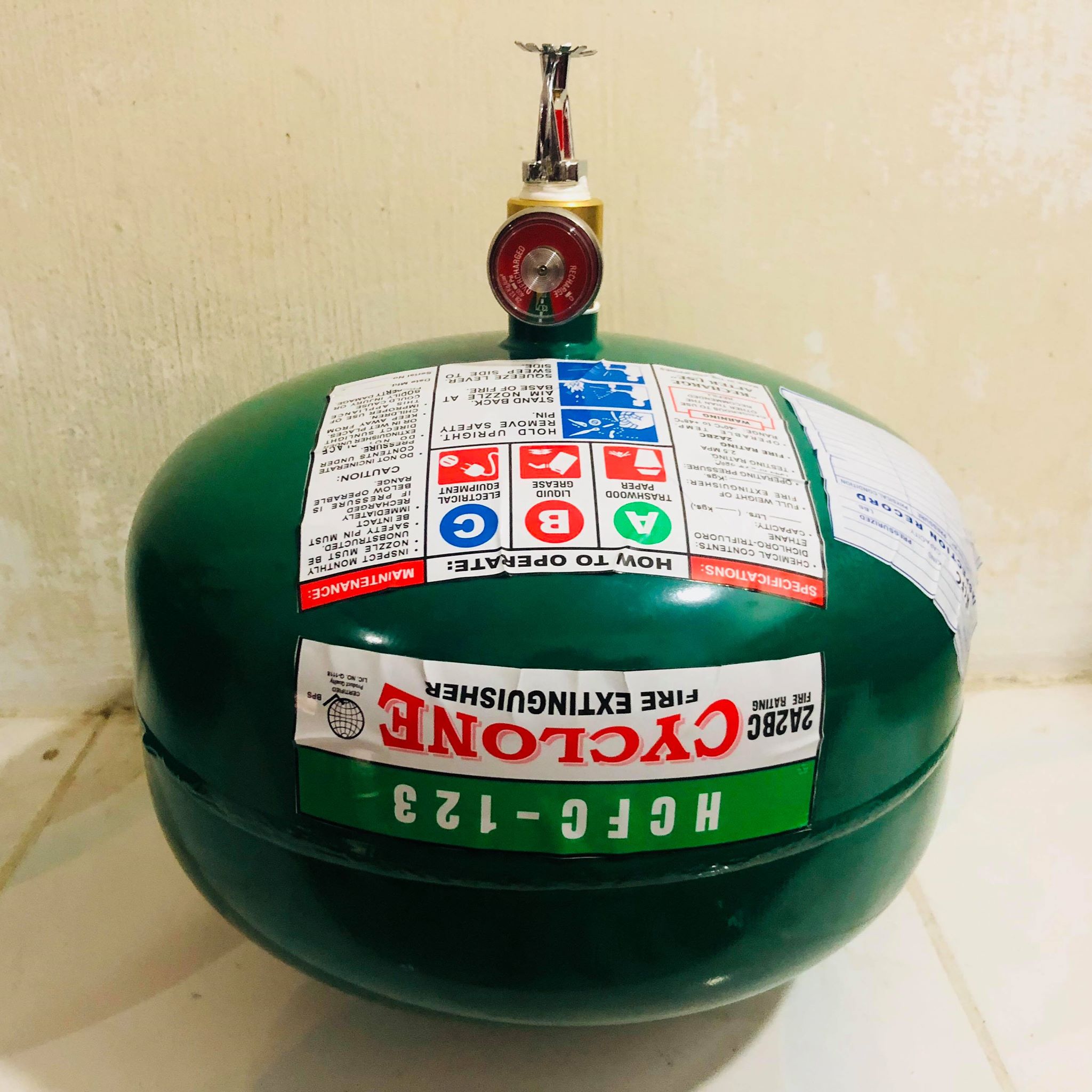 Fire Extinguisher HCFC 10lbs For CEILING Type Mounted Green HCFC 123