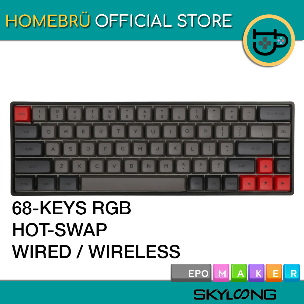 EPOMAKER SKYLOONG DARK GREY-RED GK68XS | 68 Keys Hot-swap RGB Wireless ...