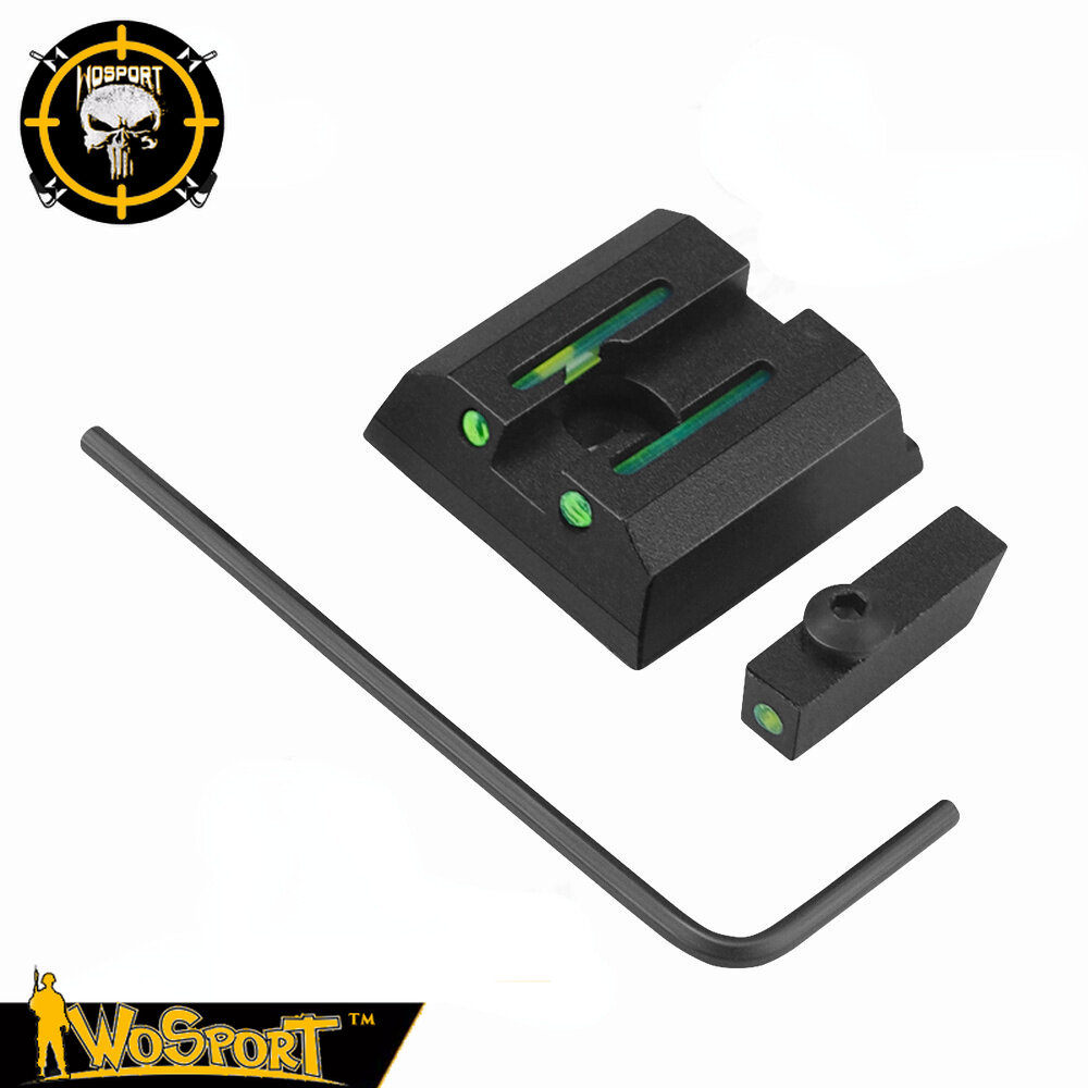 WoSporT Tactical Fiber Optic 3 Dot Front and Rear Sight Set Metal ...
