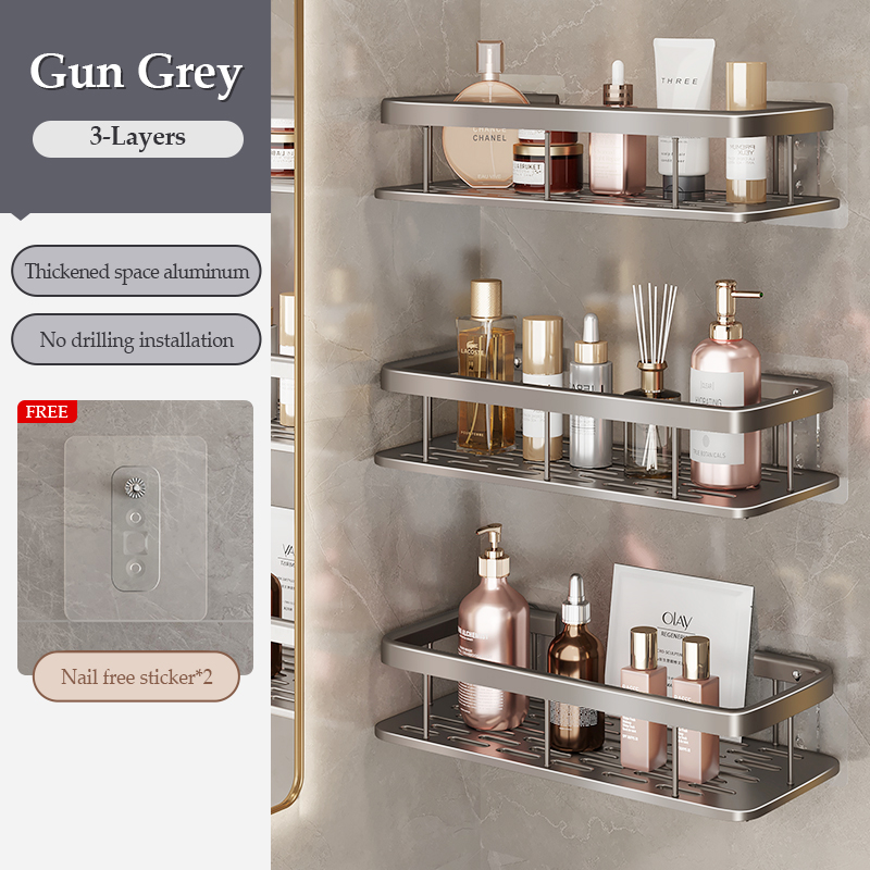 KEVE Space Aluminum Bathroom Rack Bathroom Organizer Storage Shelf Rack ...