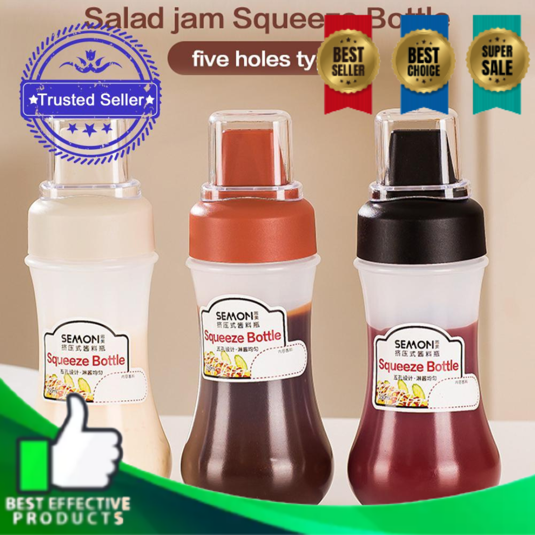 [BestEffective] High Quality COD 350ml Five Holes Multi-purpose Salad Squeeze Bottle Condiment ...