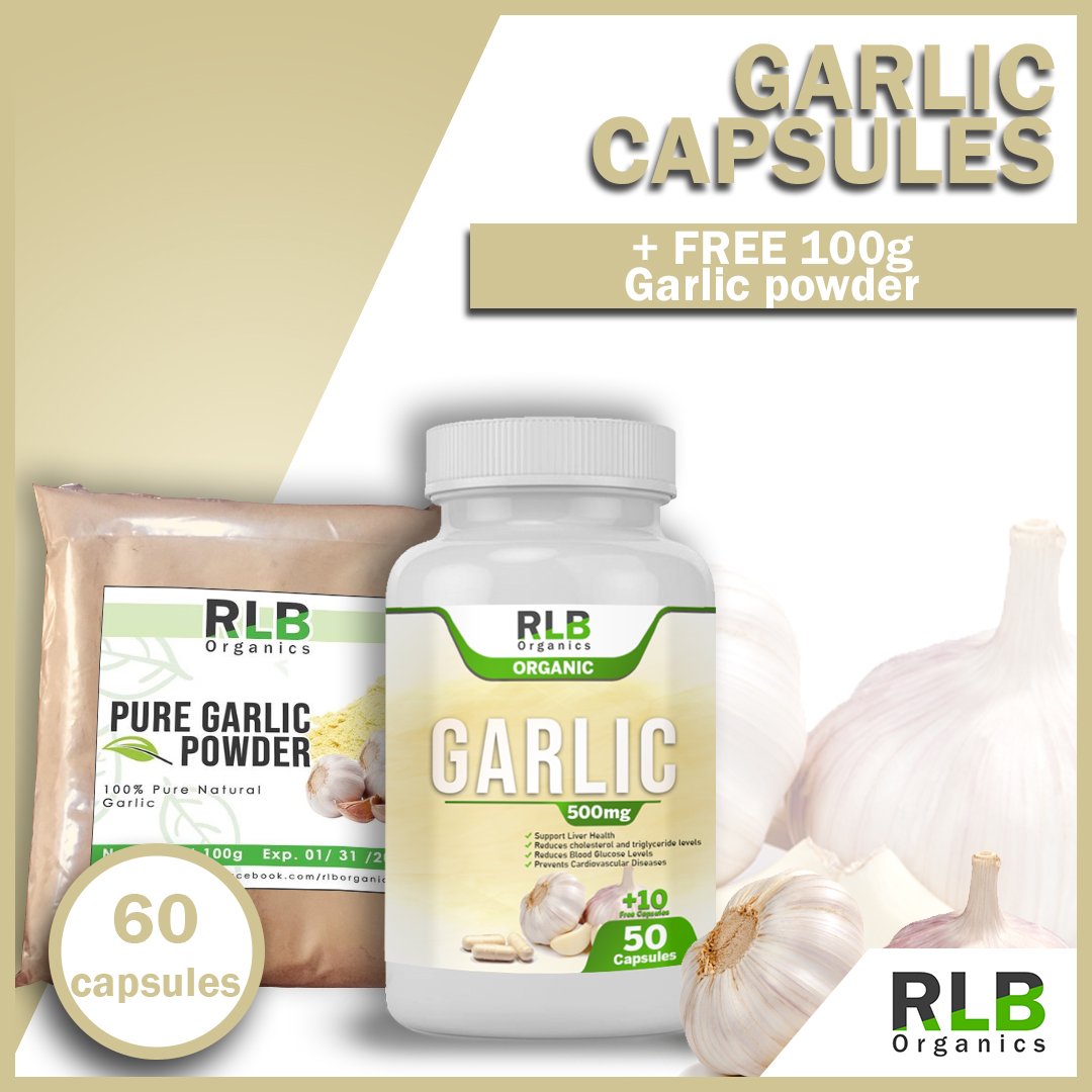 Pure Organic Natural Garlic Capsules (60 Capsules) + FREE 100 grams ...