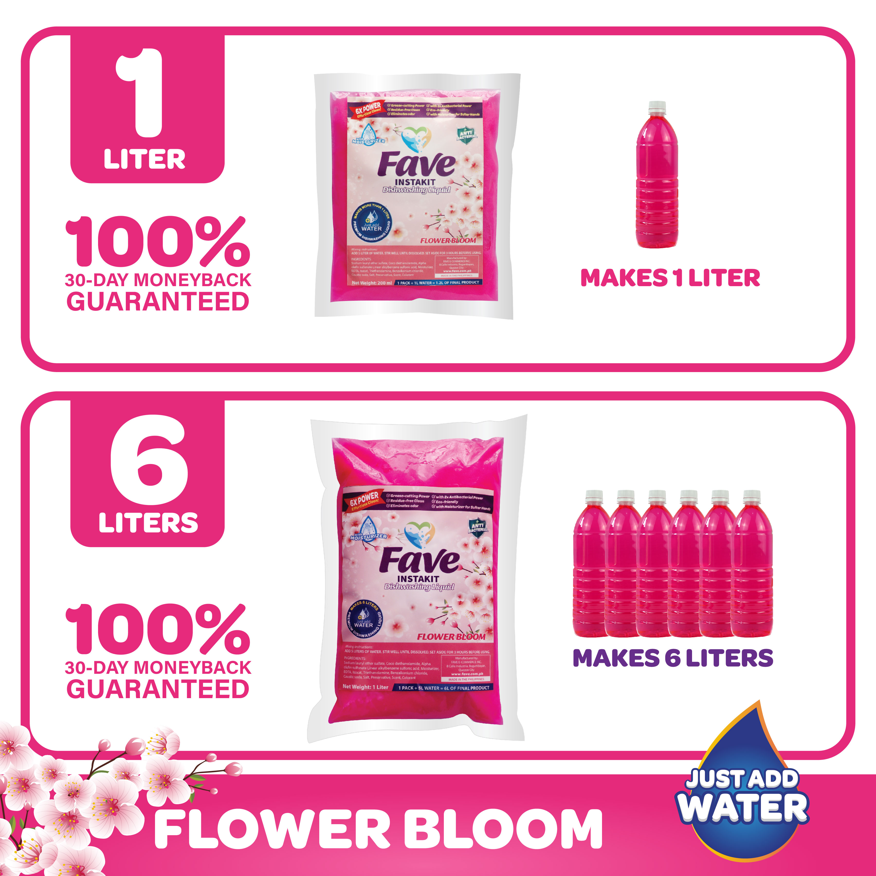 FAVE INSTAKIT DIY DISHWASHING LIQUID Just Add Water 1L & 6L YIELD ...