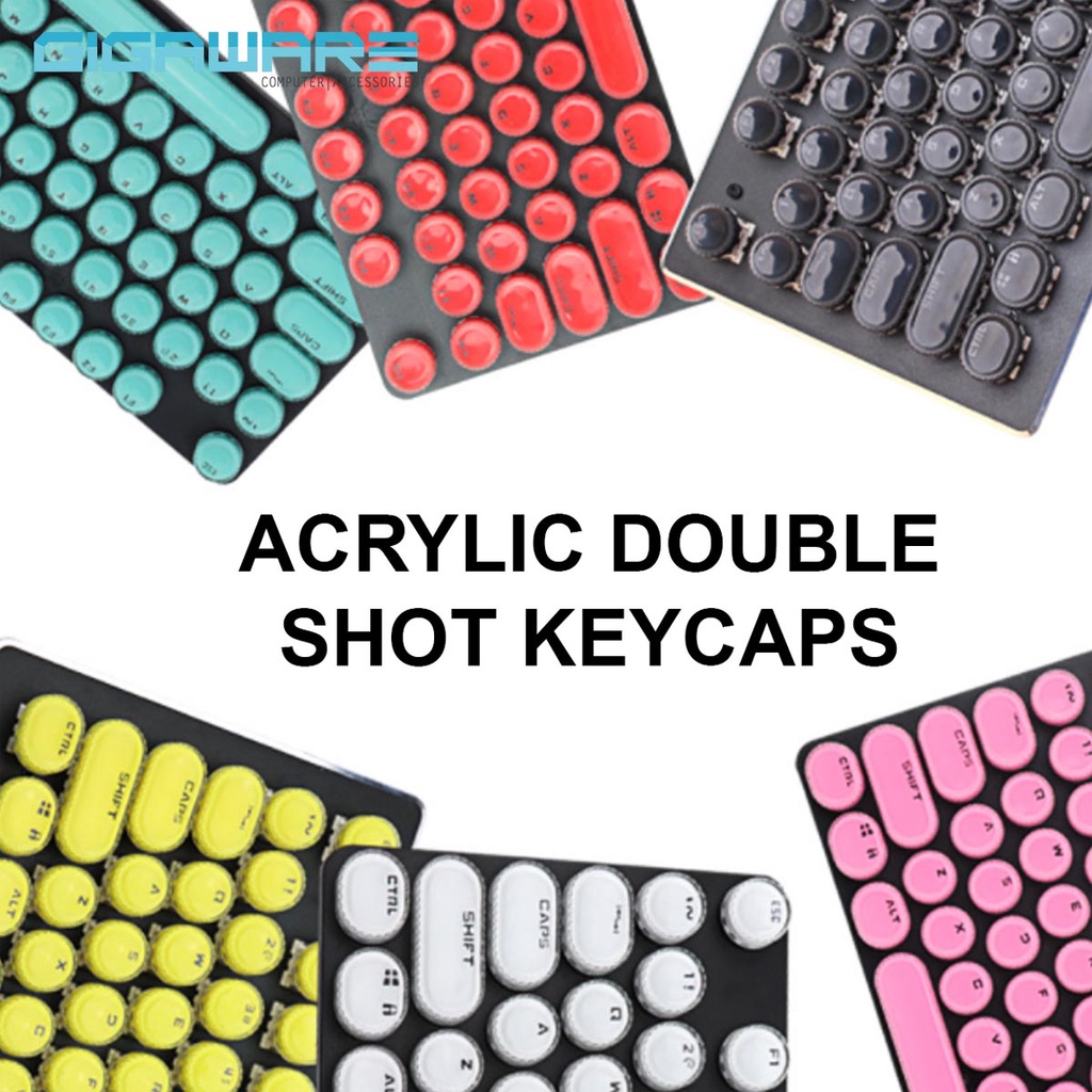 Gigaware Acrylic Double Shot Keycaps Round Typewriter Style for ...