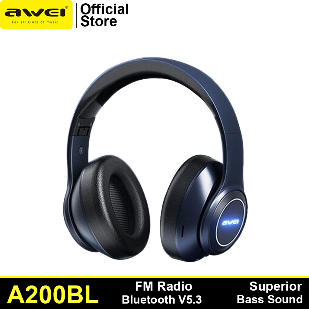 Awei A200BL Wireless Wired Headphone with Built-in Mic Gaming Earphone ...