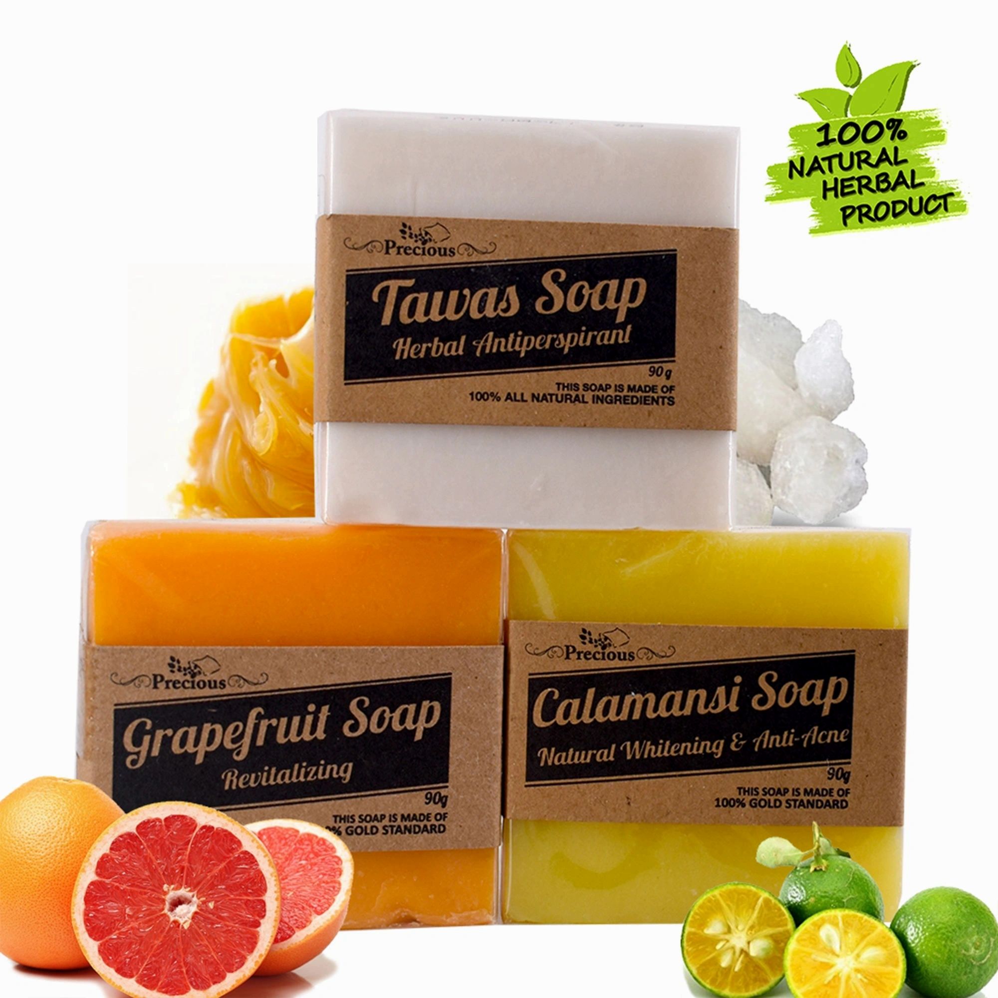 Natural Trio Pack Soap (Tawas Soap, Grapefruit Soap and Calamansi Soap ...