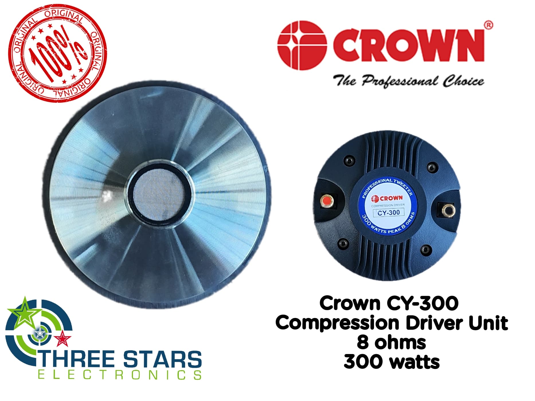 Crown CY-300 cy-300 Compression Driver Unit 300 watts Max 8 Ohms ...
