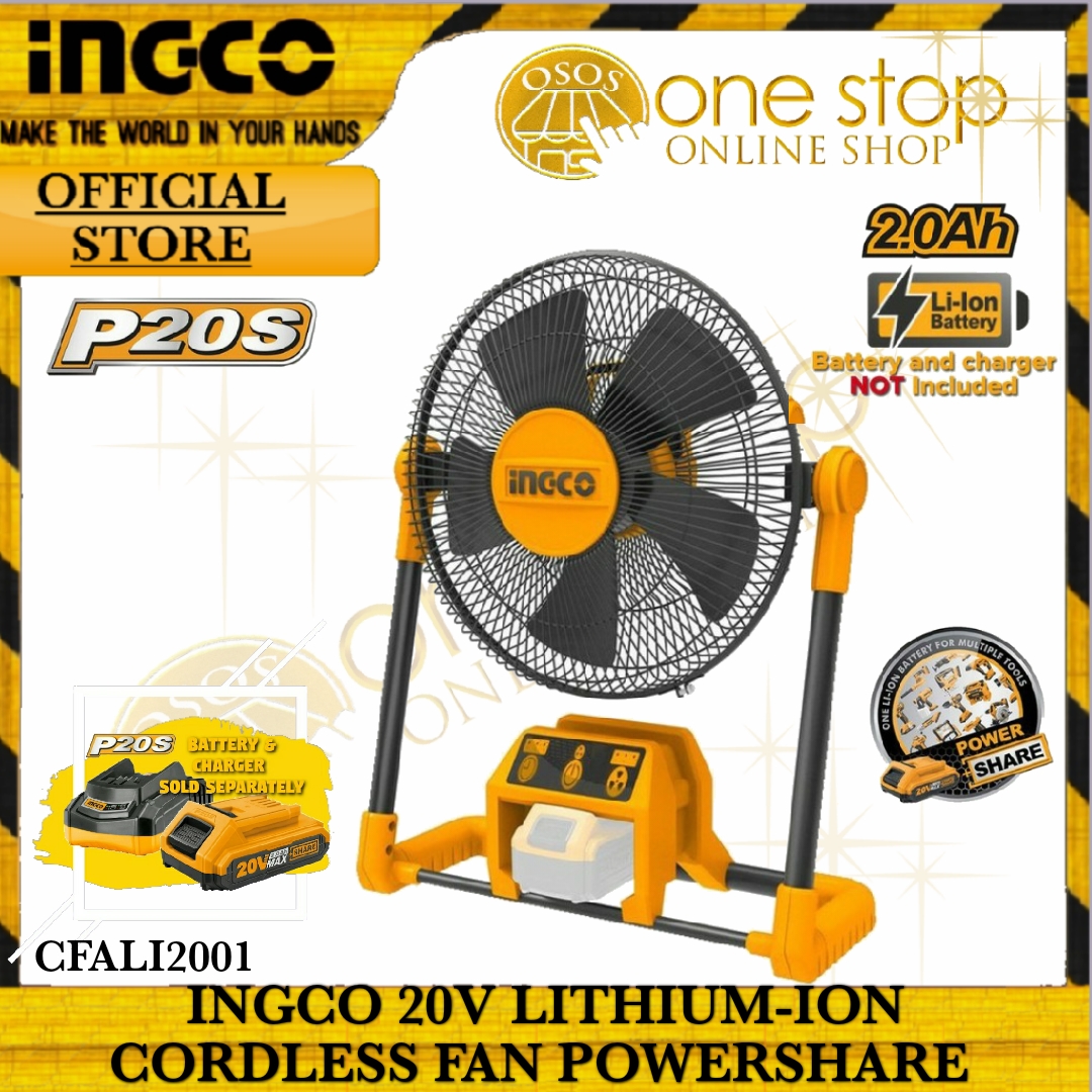 INGCO Original Lithium-Ion Cordless Electric Fan 20V POWERSHARE ...