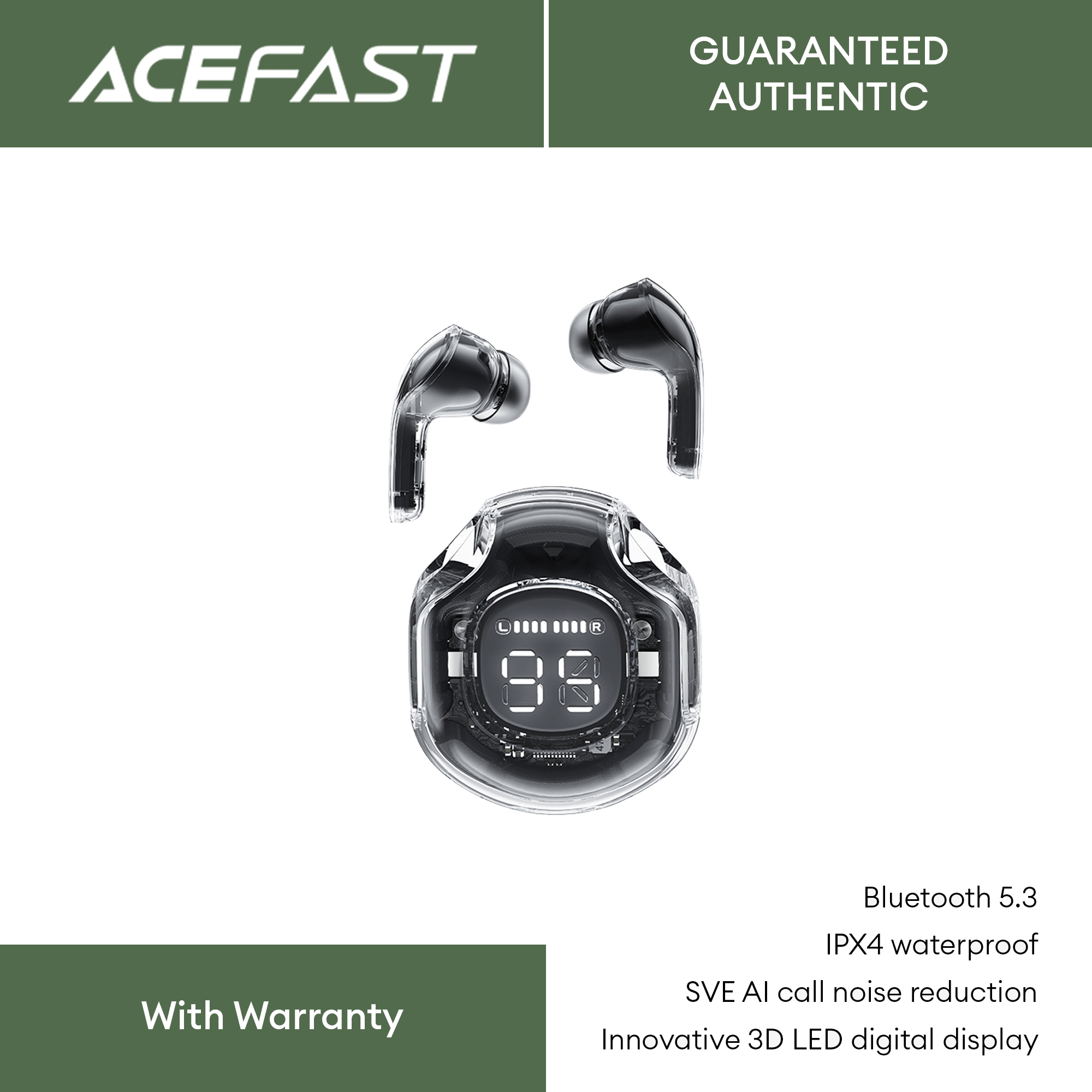 Acefast Crystal Series T8 ENC True Wireless Earbuds | Lazada PH