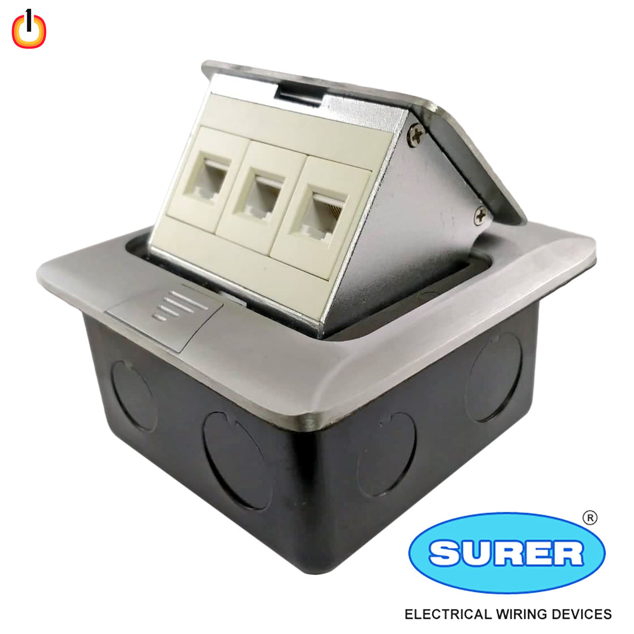 Surer 1016-3DJ 3 Gang Pop-up Floor Outlet with 3 Data Jack, Square Type ...