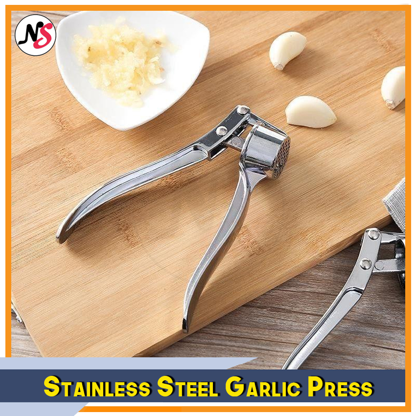 Stainless Steel Garlic Press Round Hand Presser Crusher Ginger Squeezer ...