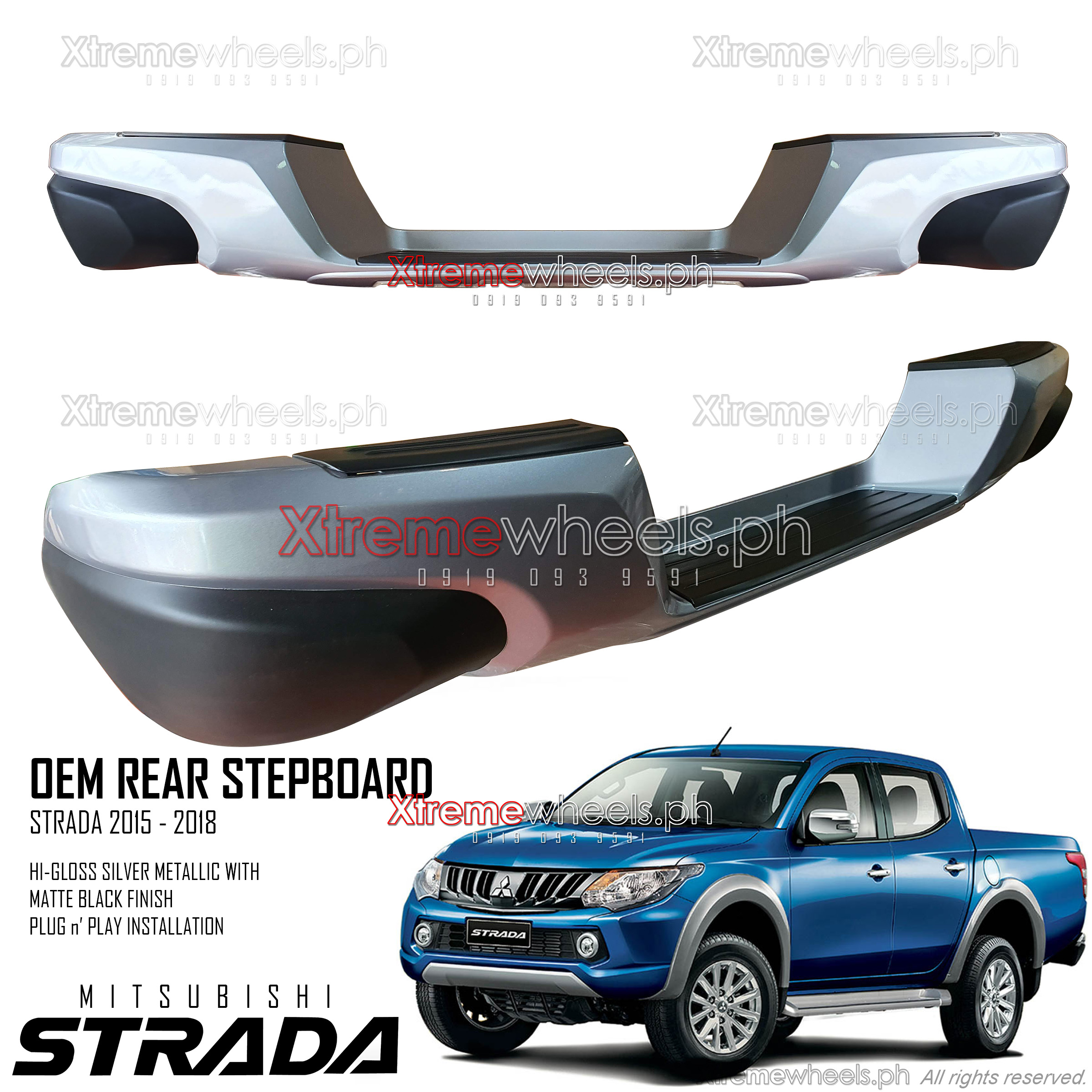 Mitsubishi Strada / Triton all variant 2015-2018 Rear Bumper Stepboard ...