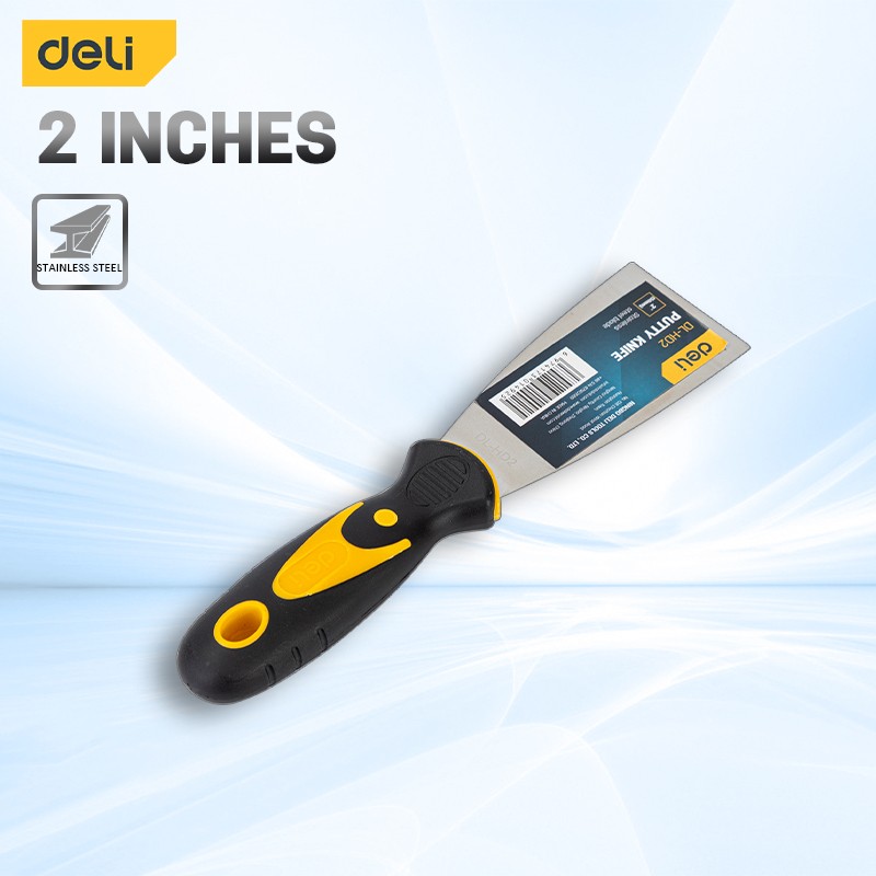 Deli 2“, 3", 4" Putty Knife Stainless Scraper Rubber Handle Putty ...