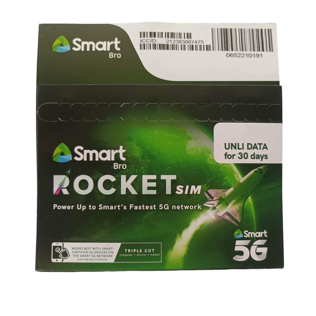 Smart Bro Rocket SIM 30days Unlimited internet connection with NO data capping NO Speed ...