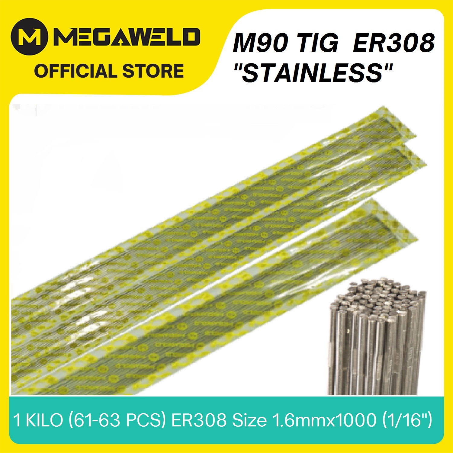 1 KILO (61-63 PCS) TIG Filler ER308 1.6mmx1000 (1/16") Stainless ...