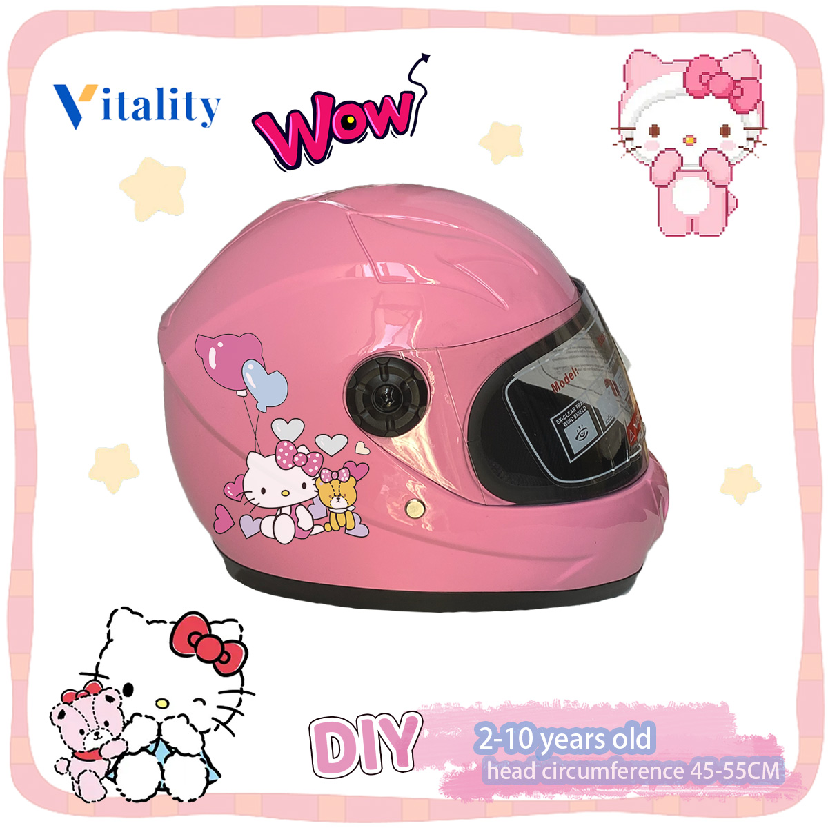 Pink Full Face Helmet for Kids Boys Girls 2-10 years old Motorcycle ...