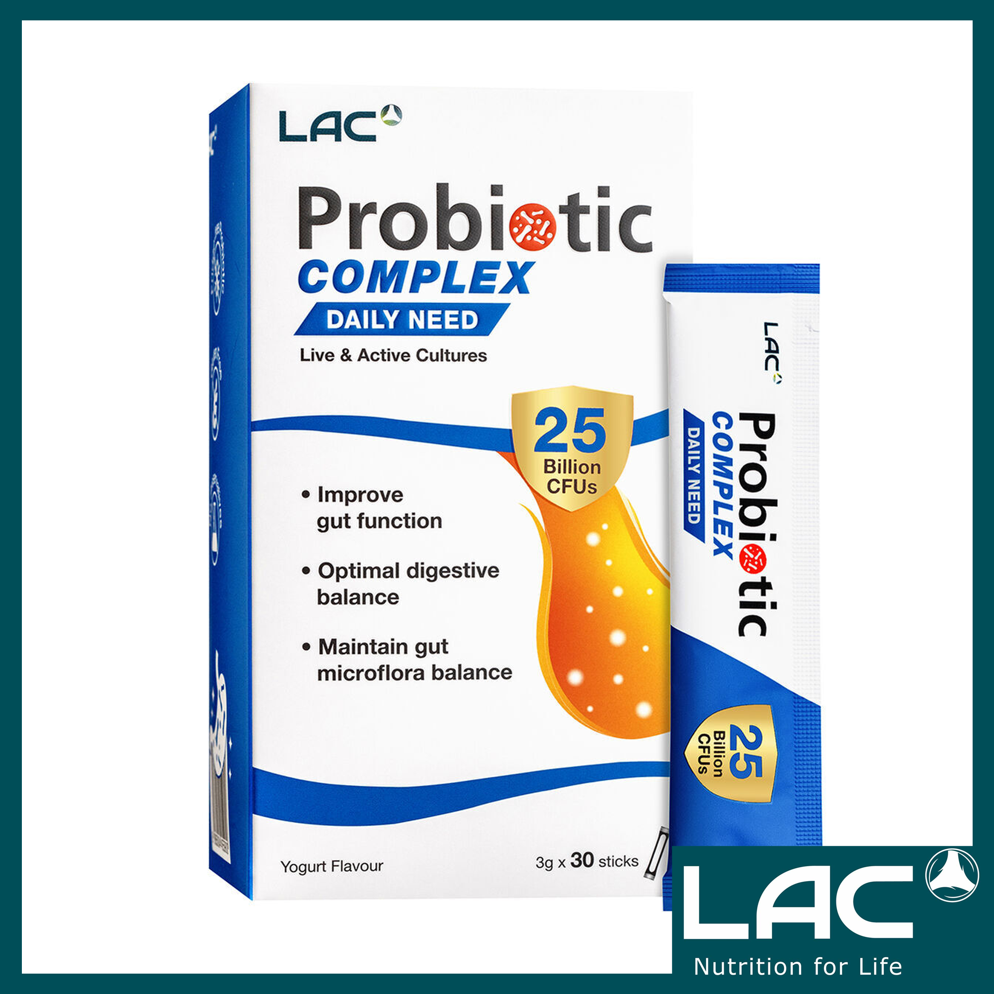 LAC Probiotic Complex 25 Billion (3g x 30 Sticks)(Best by: November ...