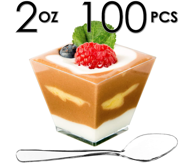 DLUX 100 x 2 oz Mini Dessert Reusable Cups with Spoon | Lazada PH