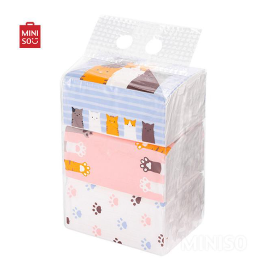Miniso Cartoon Fragrance Free Tissue 3 Packs/Z Cartoon Forest Portable ...