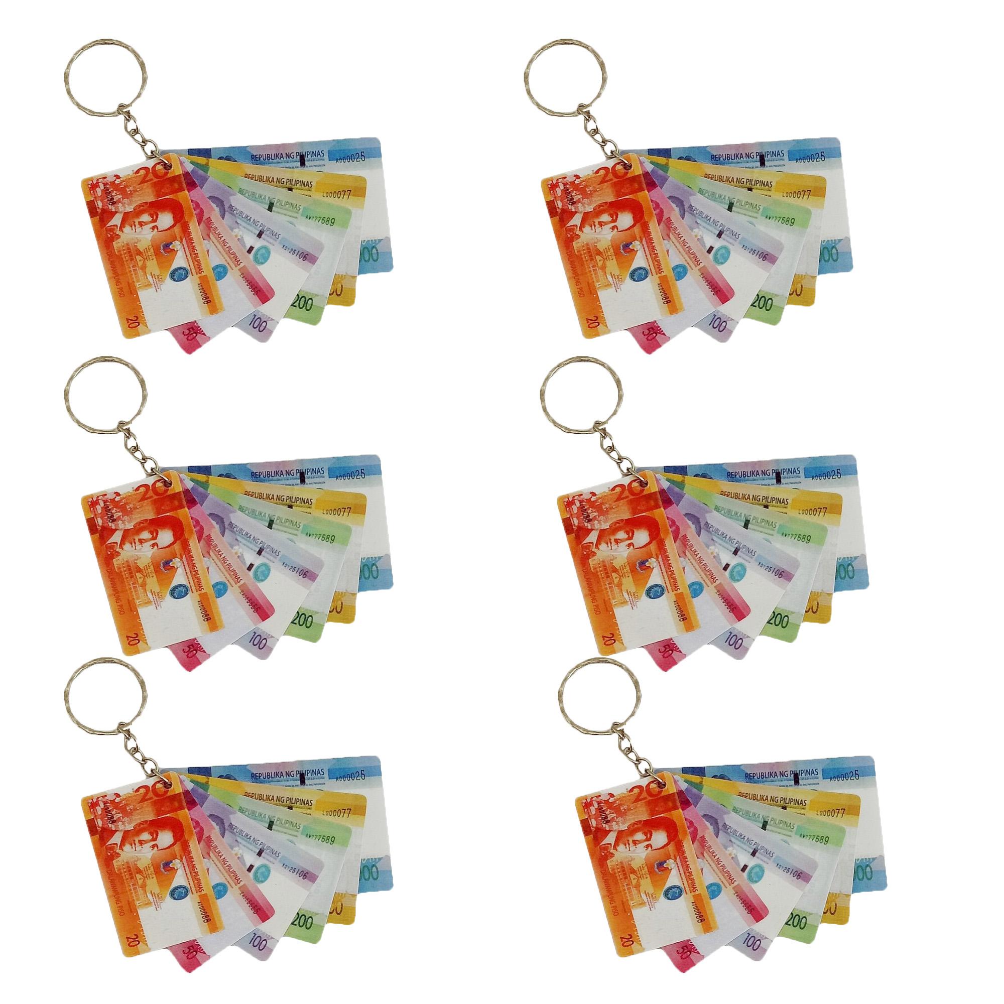 6 Pcs. Philippine Money Keychain Plastic Keychain Key Holder Key Ring ...