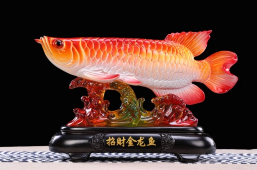 Red Arowana Figurine Home Decor Red Arowana Fish Display Home Figurine ...