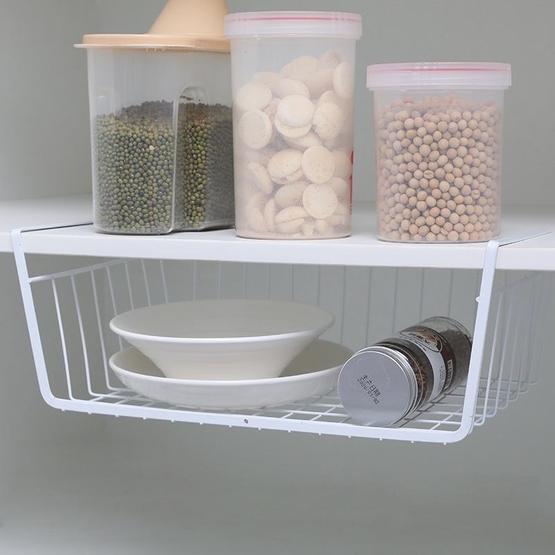 Under Shelf Table Storage Basket Desk Kitchen Cabinet Wire Hanging Rack ...