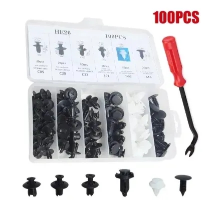 [With Box]100 PCS Car Retainer Black expanding screw Auto Fastener Clip ...