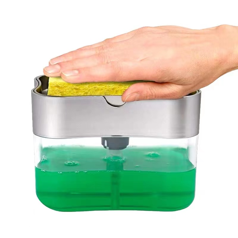 Soap Dispencer Kitchen Manual Press Liquid Soap Pump With Sponge 1 Pc ...