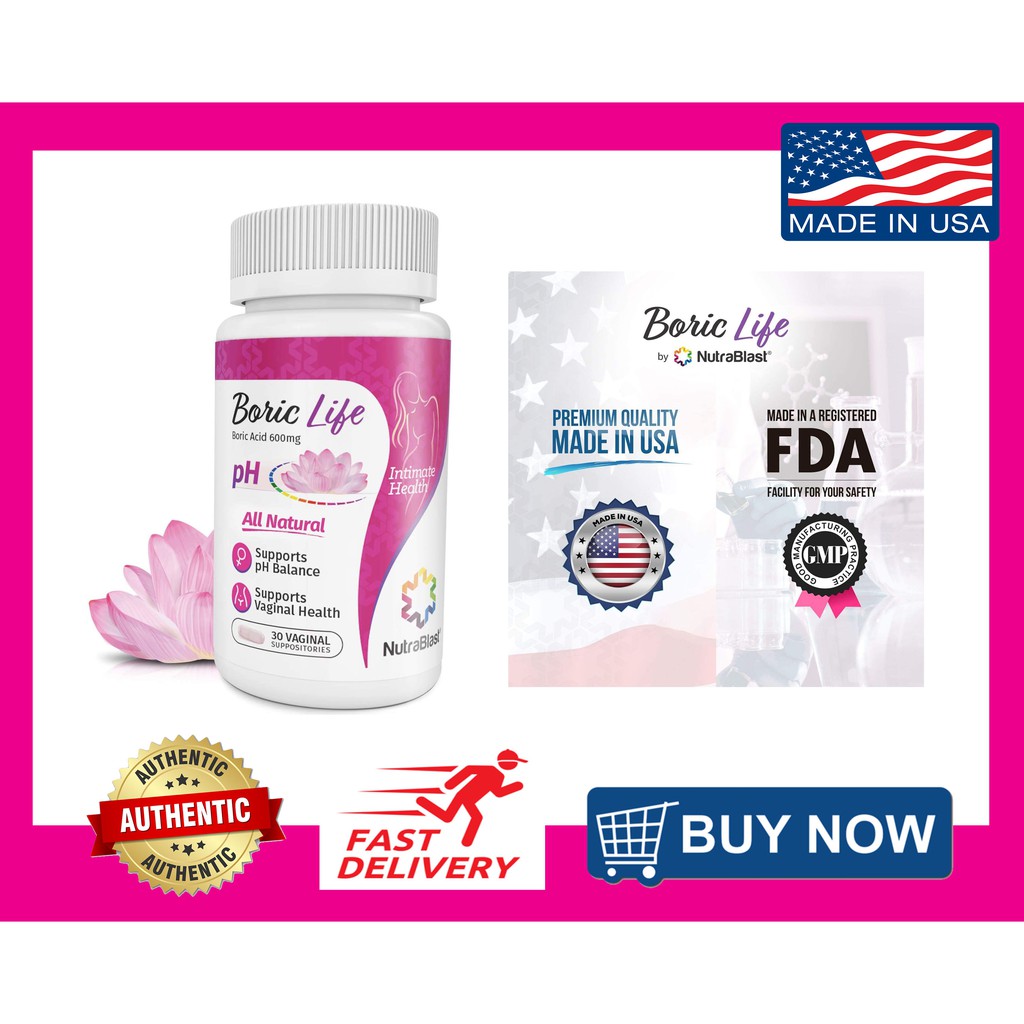 【Hot Stock】 NutraBlast Boric Life Boric Acid Vaginal Suppositories 30 ...