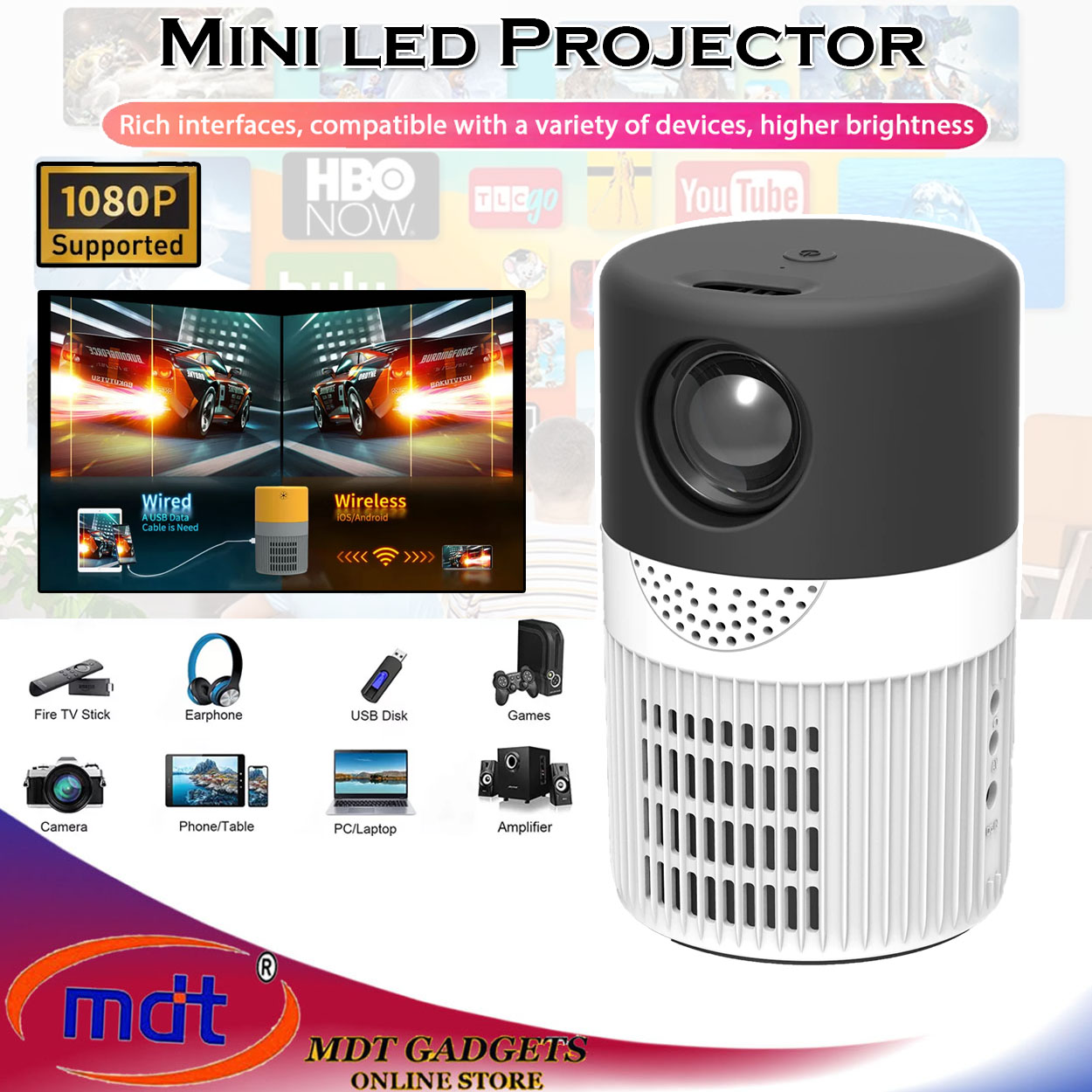 Mini 1080P Supported Projector Native 360P Portable LCD Video Movie ...