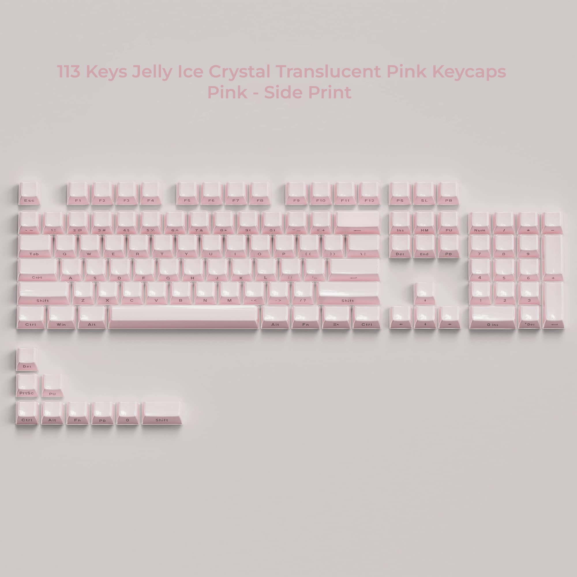 MD x Womier | Keycaps | 113 Keys Jelly Ice Crystal Translucent Pink OEM ...