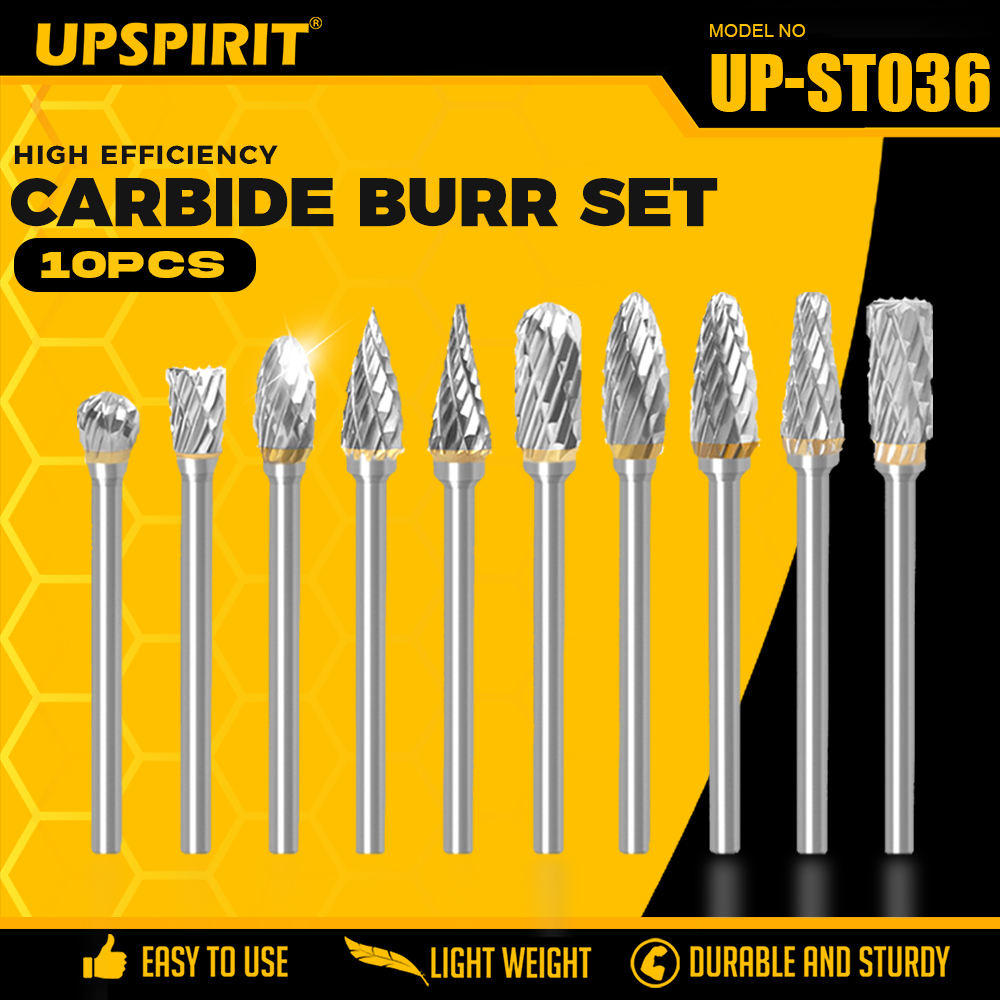 UPSPIRIT 10pcs/set 3x6mm Shank Tungsten Carbide Milling Cutter Rotary ...