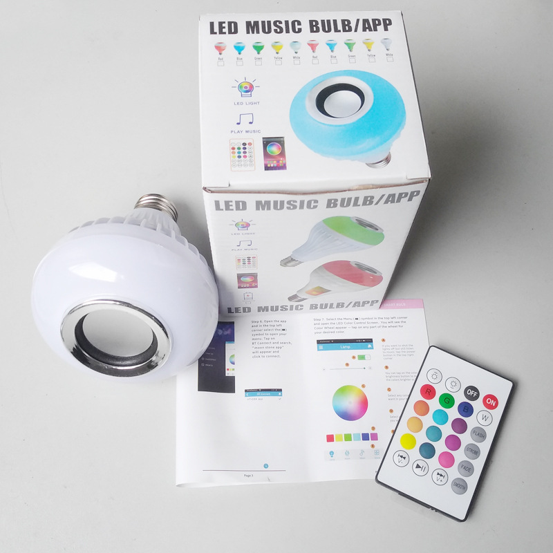 LED bluetooth bulb/RGB wireless smart music bulb with remote control APP control color changing ...