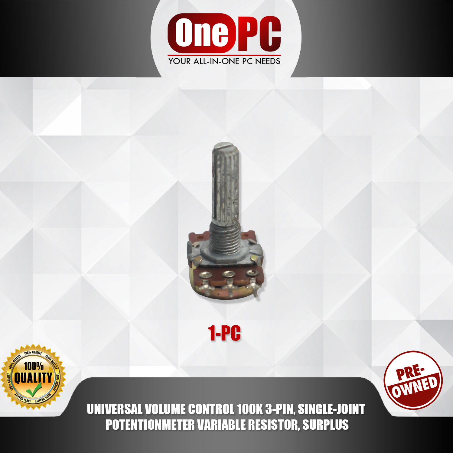 UNIVERSAL VOLUME CONTROL 100K 3-PIN, SINGLE-JOINT POTENTIONMETER ...