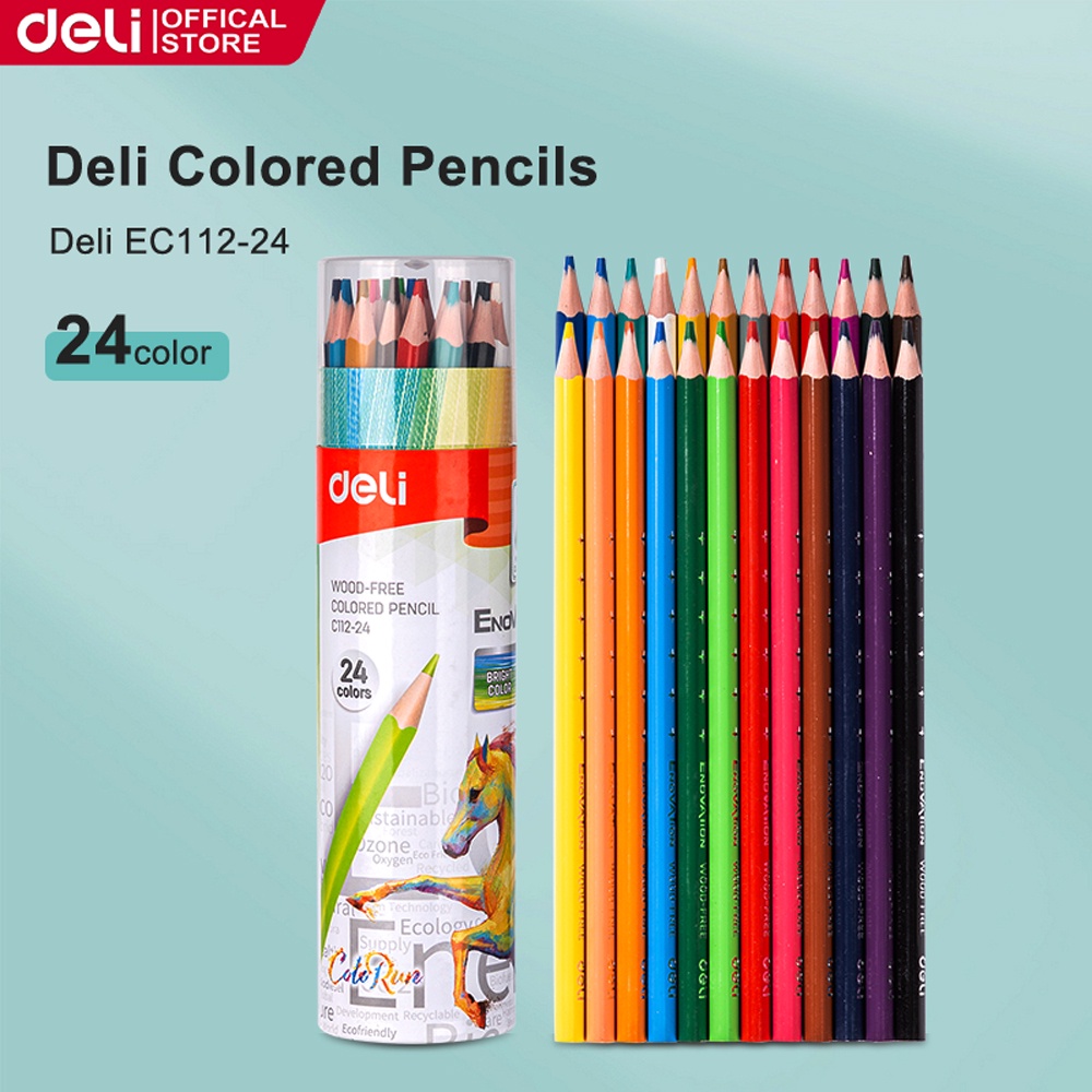 Deli 12/18/24 Color Pencil Set for Kids Professional Oil Color Pencils ...