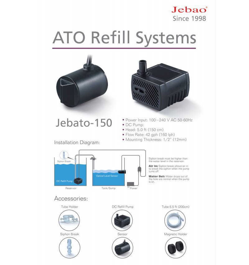 New Jebao ATO Refill Systems Jebato-150 100~240V AC 50-60Hz DC Pump ...