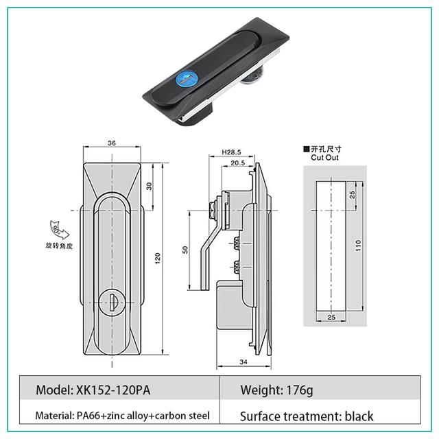Black Distribution Cabinet Lock Control Cabinet Door Lock Electric Box ...